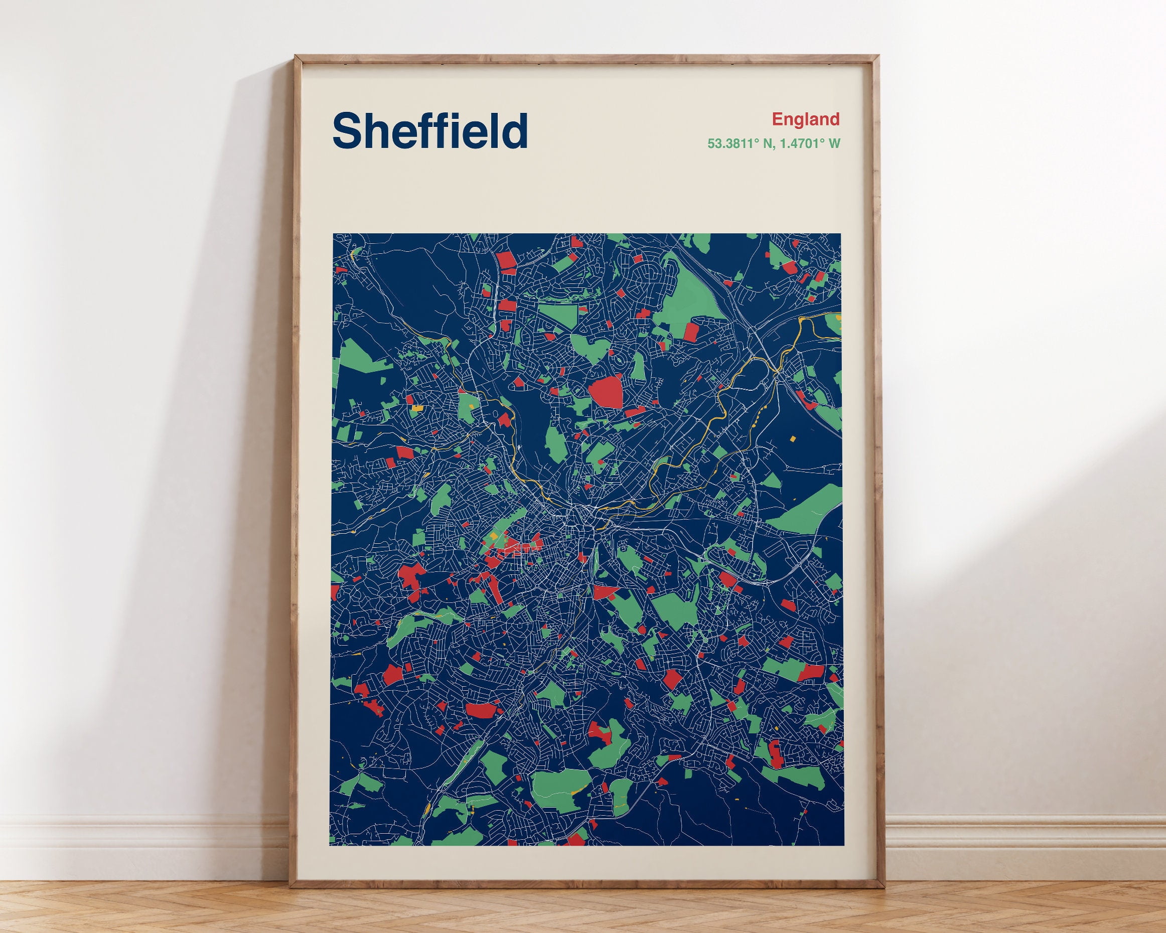 POSTER SHEFFIELD Map Print, Sheffield Map Poster, Sheffield Map Wall ...