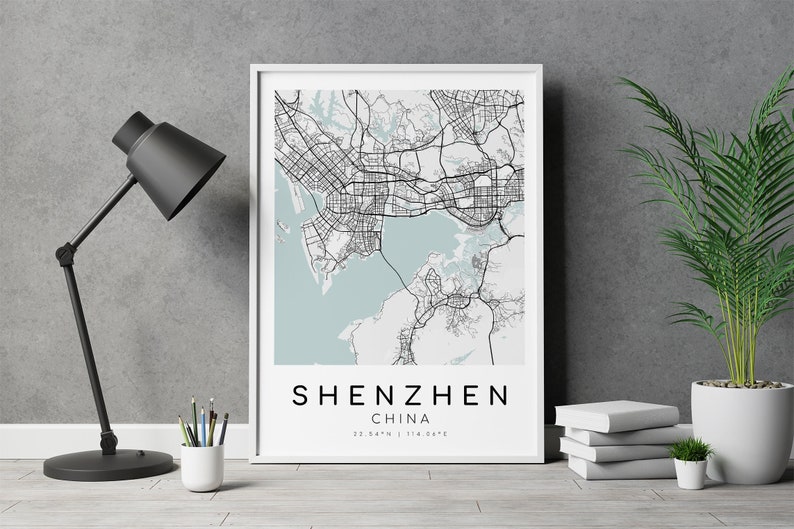 POSTER SHENZHEN City Map, China Map Poster, engagement map art ...