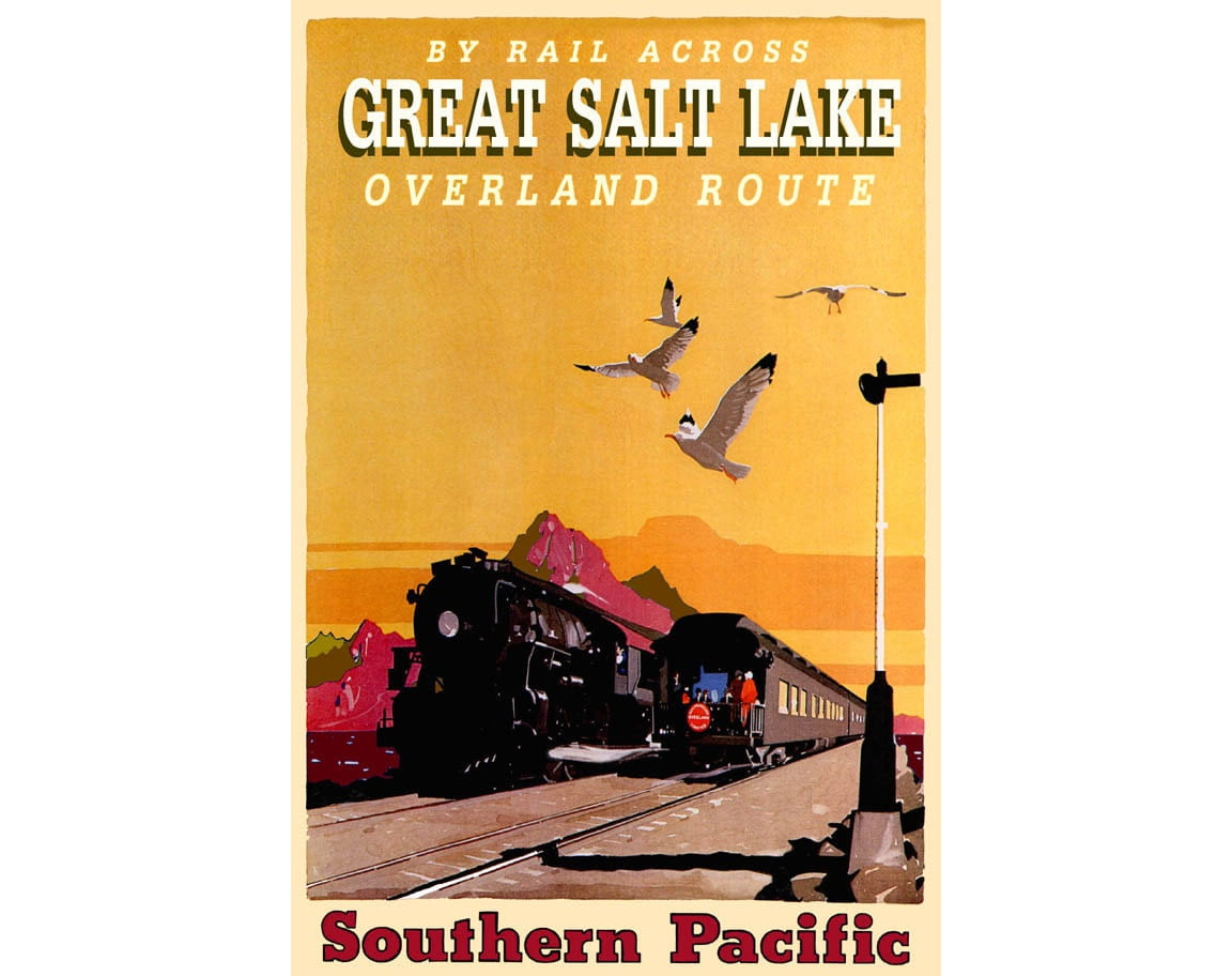 POSTER SOUTHERN PACIFIC Railroad Great Salt Lake Train Poster New Retro ...