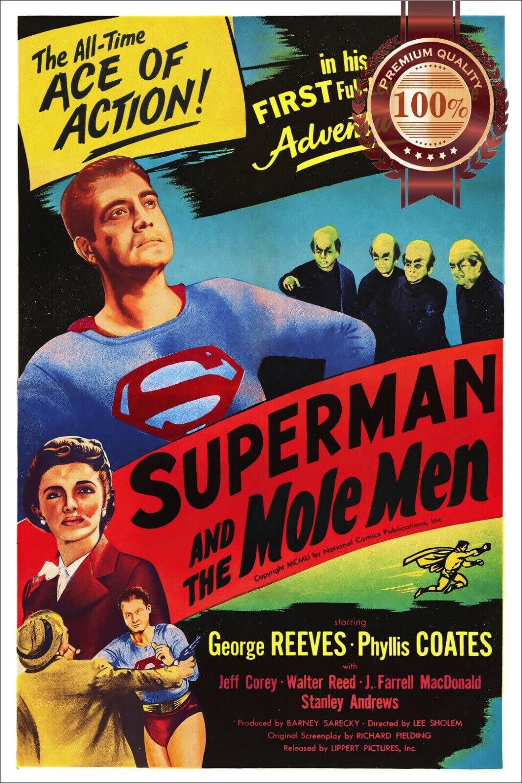 POSTER SUPERMAN AND THE MOLE MEN 50s ORIGINAL CINEMA MOVIE ART PRINT ...