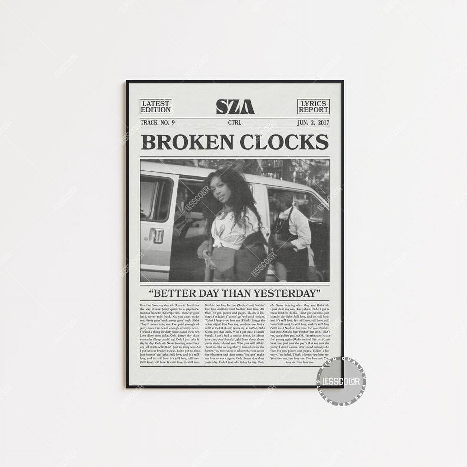 POSTER SZA Poster | Broken Clocks Poster, CTRL Poster, SZA Tracklist ...