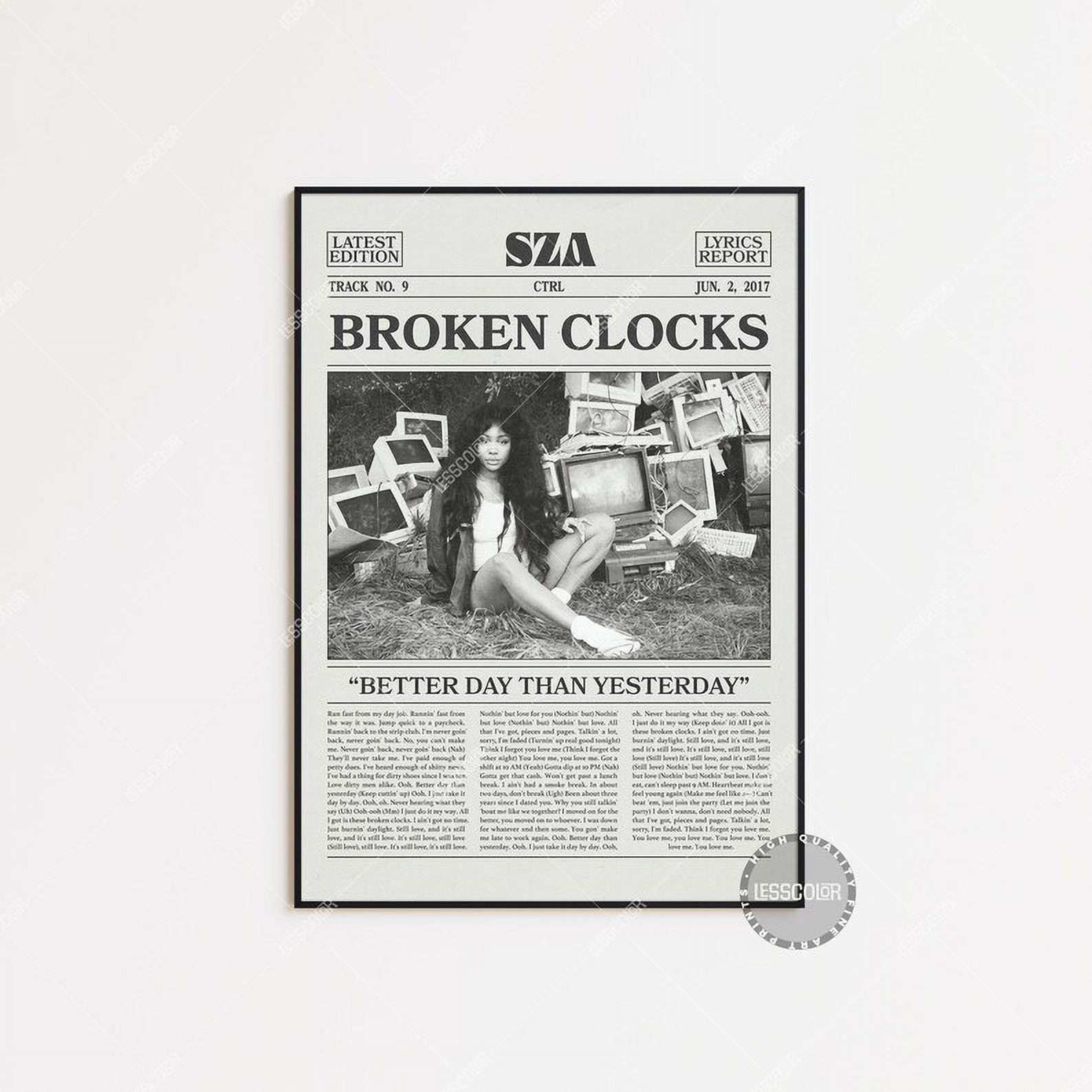 POSTER SZA Poster | Broken Clocks Poster, CTRL Poster, SZA Tracklist ...
