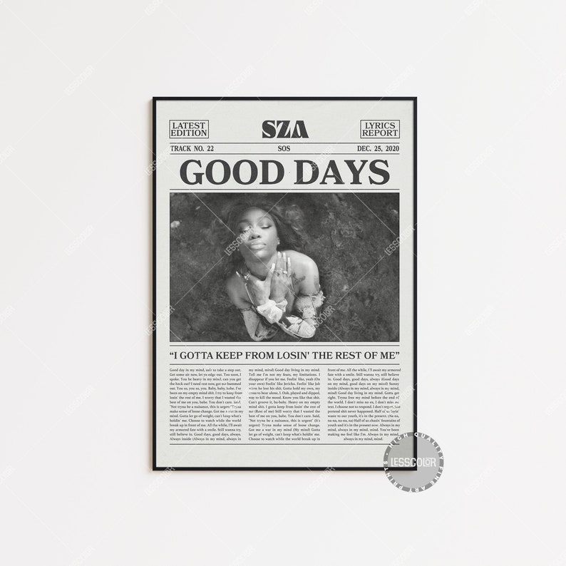 POSTER SZA Poster | Good Days Poster, CTRL Poster, SZA Tracklist Album ...