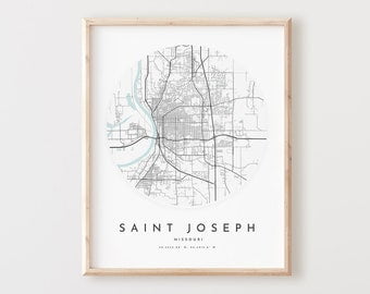 POSTER Saint Joseph Map Print, Saint Joseph Map Poster City Wall Art ...