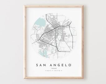 POSTER San Angelo Map Print, San Angelo Map Poster City Wall Art, Tx ...