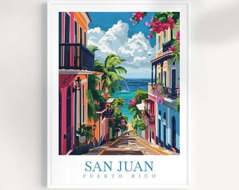 POSTER San Juan Travel Print Puerto Rico Poster Caribbean Wall Hanging ...