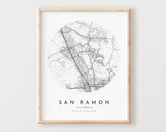 POSTER San Ramon Map Print, San Ramon Map Poster City Wall Art, Ca Road ...