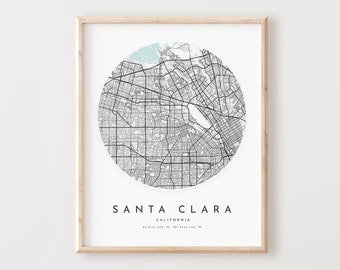 POSTER Santa Clara Map Print, Santa Clara Map Poster City Wall Art, Ca ...