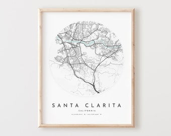 POSTER Santa Clarita Map Print, Santa Clarita Map Poster City Wall Art ...