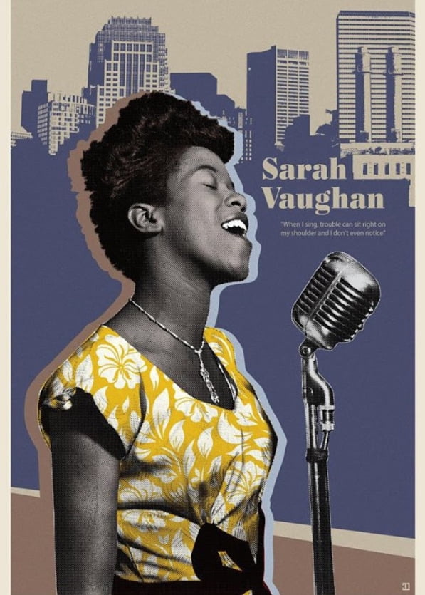 POSTER Sarah Vaughan Jazz Poster- Vocal Legend, Classic Portrait, Rare ...