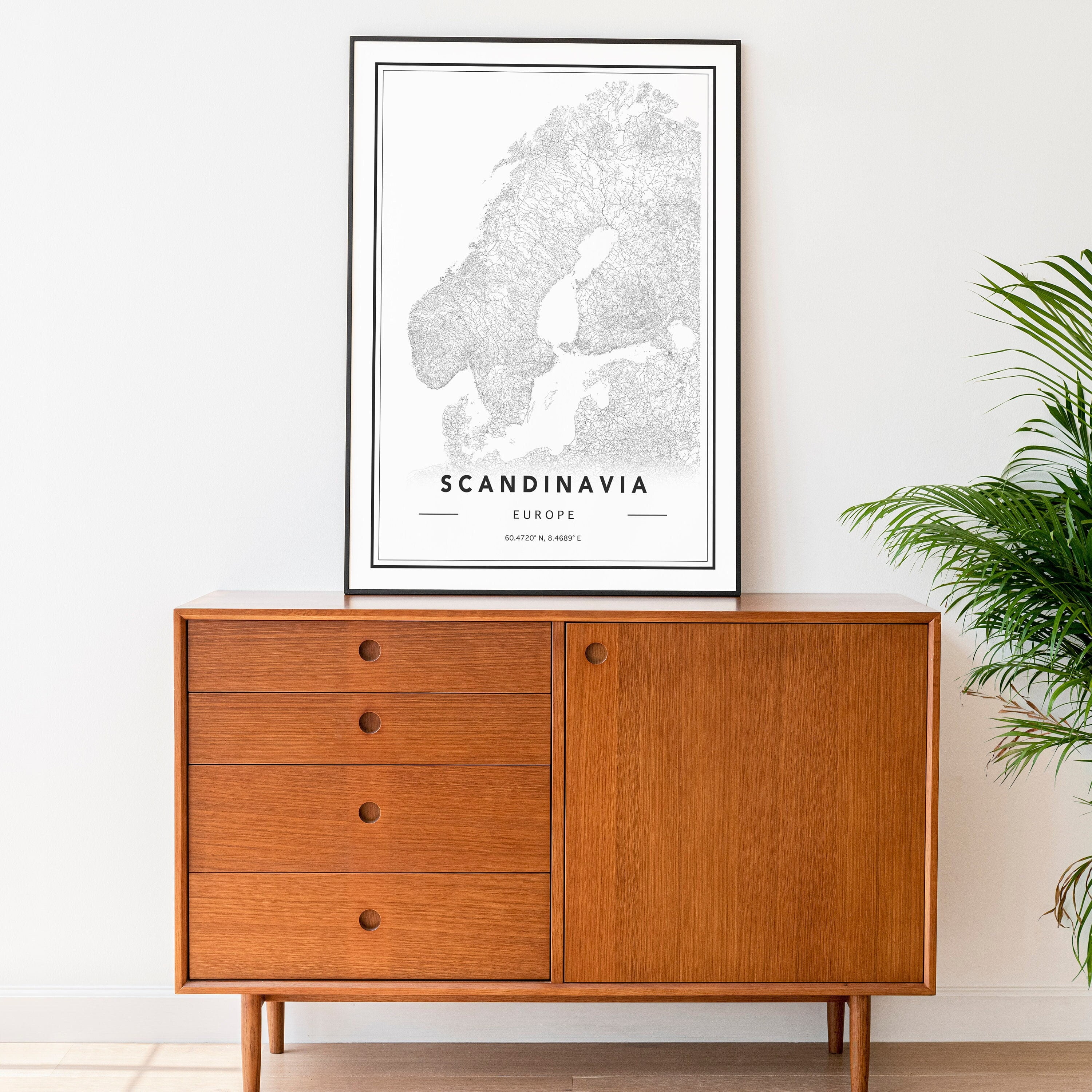 POSTER Scandinavia Map Print, Minimal Scandinavia Map Poster, Norway ...