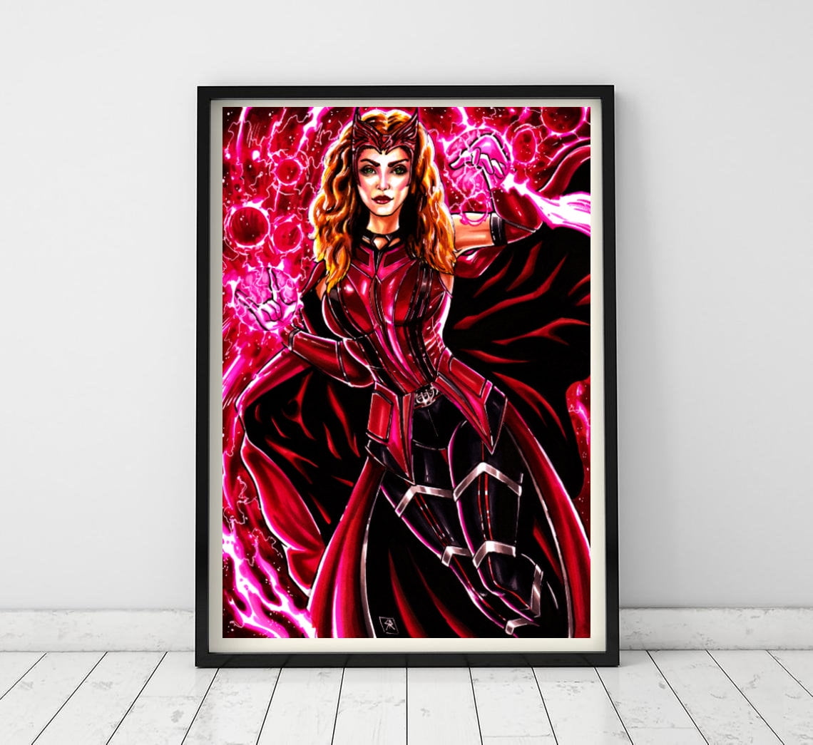 POSTER Scarlet Witch New Costume Poster - Limited Hand Drawn Print ...