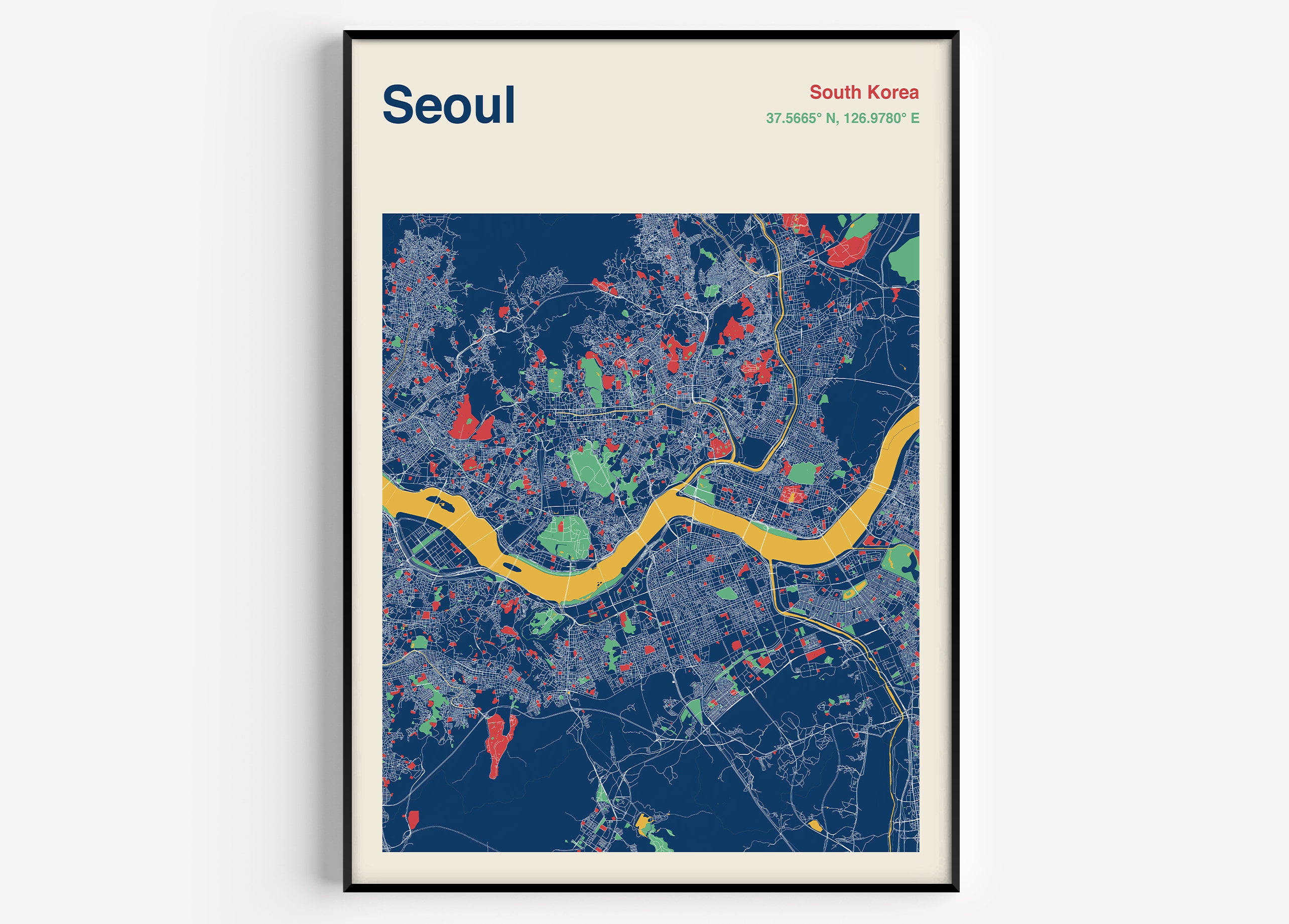 POSTER Seoul Map Print, Map Of Seoul South Korea, Seoul City Map, Seoul ...