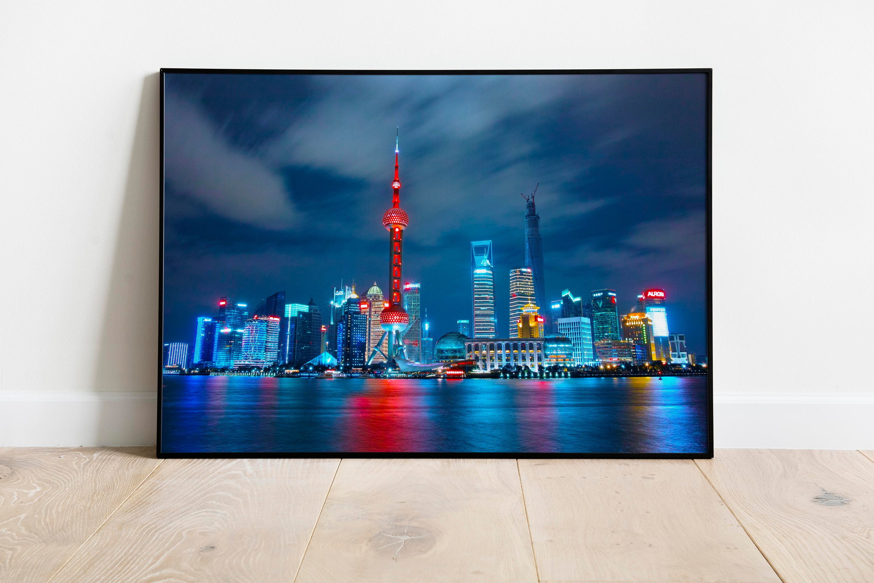 POSTER Shanghai Night Lights Skyline View Poster China Top View ...