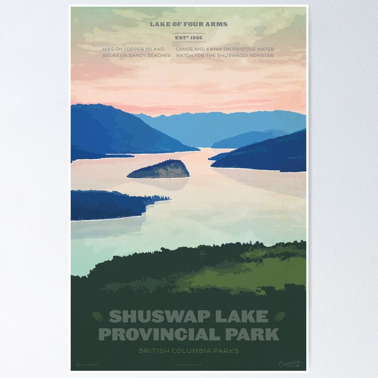 POSTER Shuswap Lake Provincial Park Poster NO FRAMED, 8x12 - Walmart.com