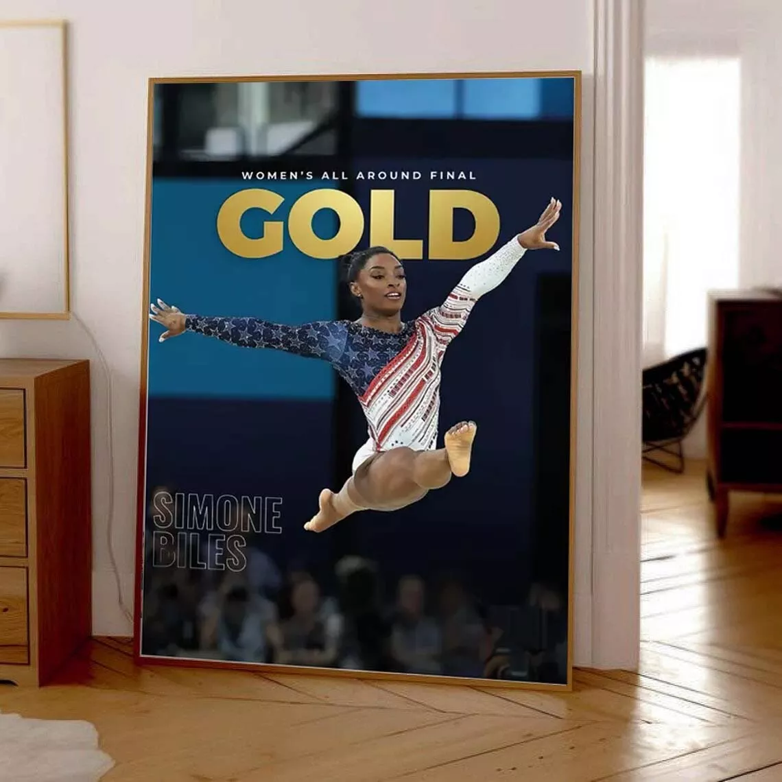 POSTER Simone Biles Gold Poster, USA Gymnastics 2024 Poster, Sports ...