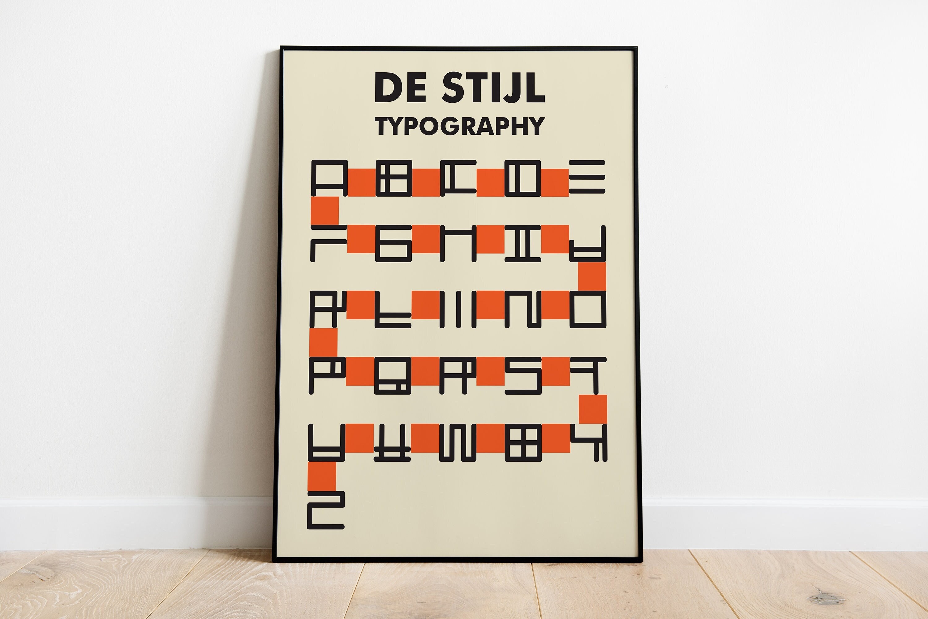 POSTER Simplistic Beige Orange Bauhaus De Stijl ABC Poster Type print ...