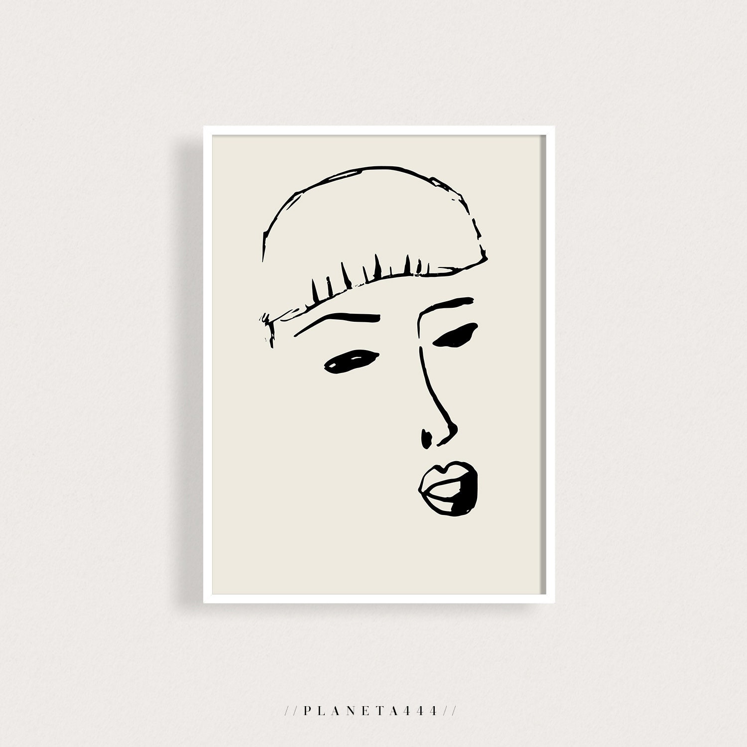 POSTER Sketched Model Face Art Print Matisse Blue Style Portrait Modern ...