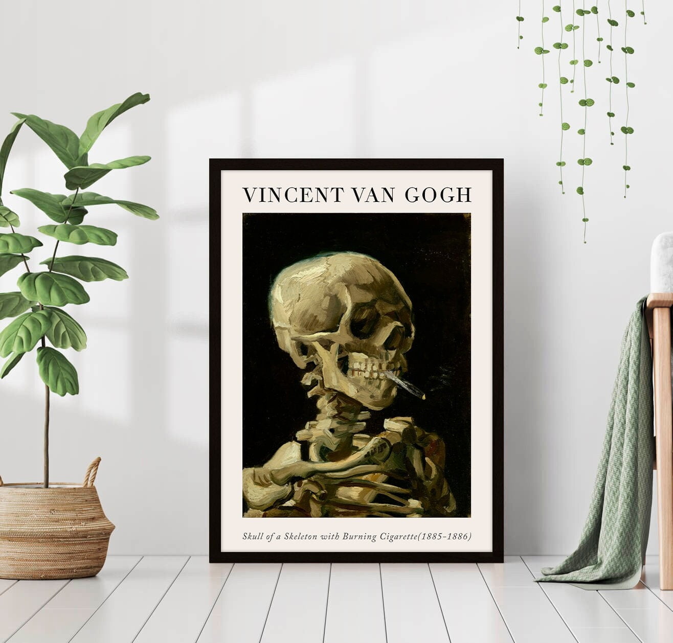POSTER Skull Skeleton with Burning Cigarette Van Gogh Moody Dark ...