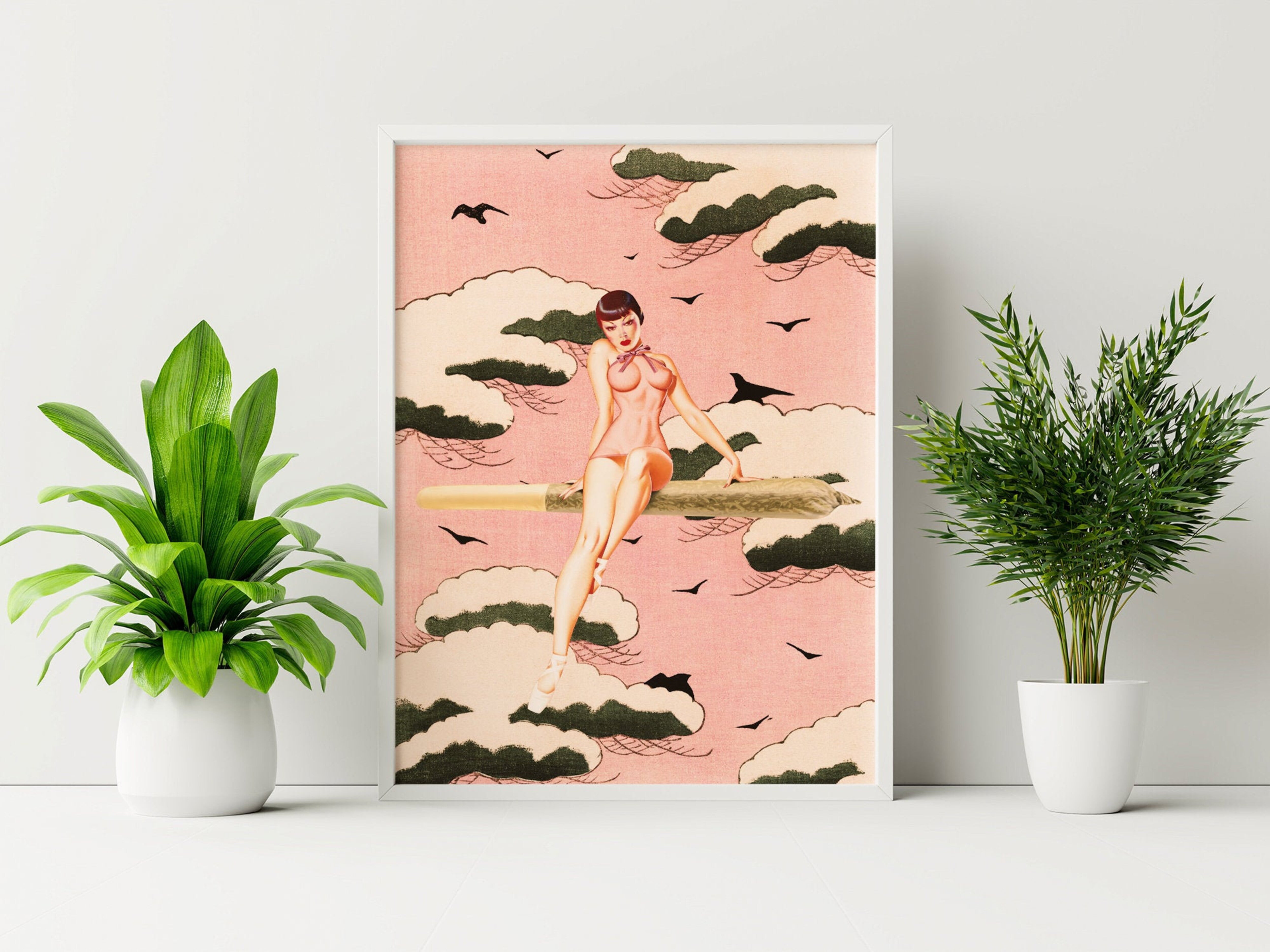 POSTER Sky High v3 (Weed Art, Weed Poster, Marijuana Art, Collage Art ...