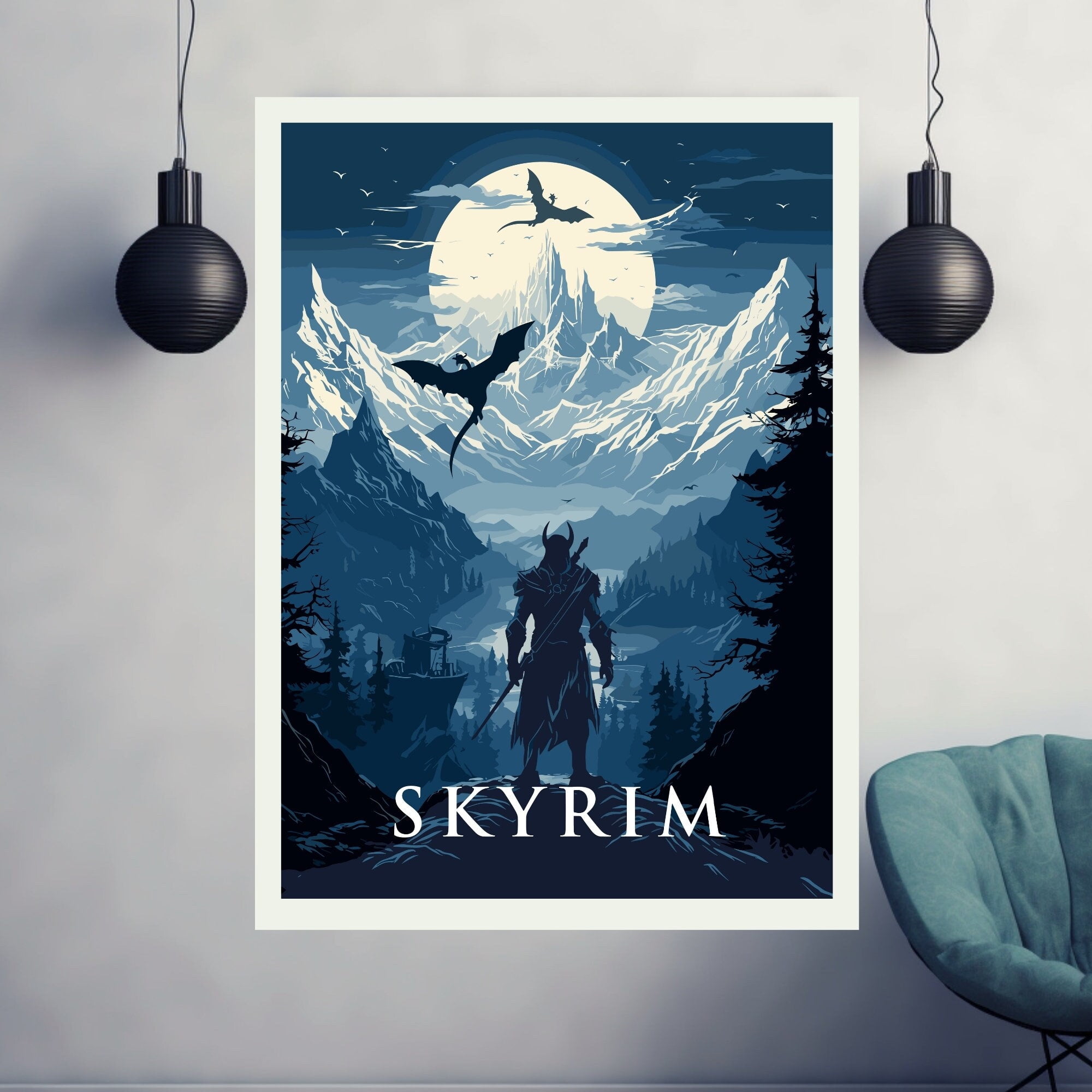POSTER Skyrim Game Poster, Gaming Room Poster, Minimalist, Gaming ...