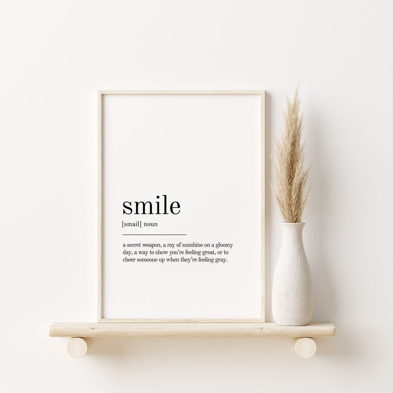 POSTER Smile Definition Print, Wall Art Prints, Quote Print, Wall Decor ...