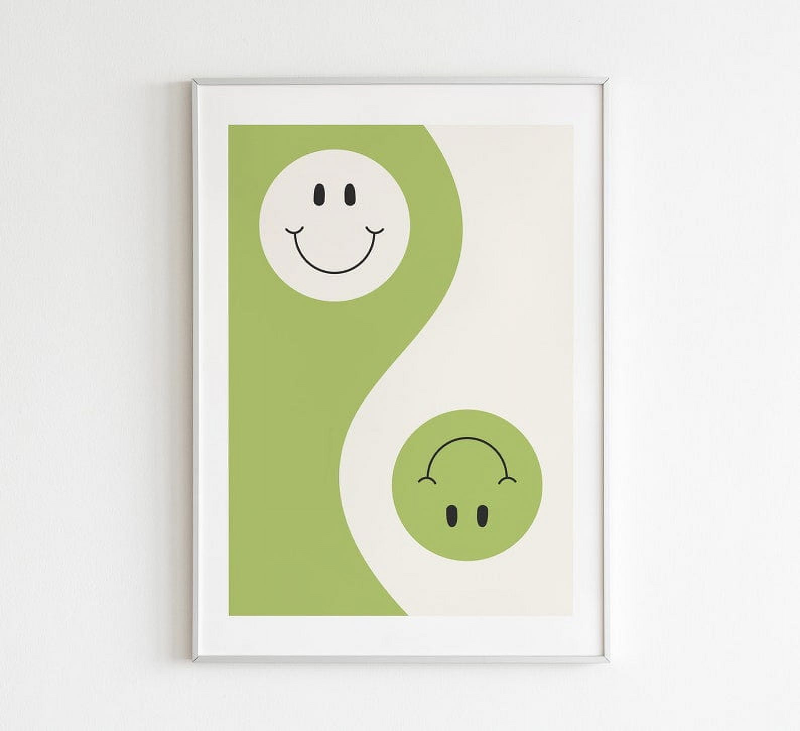 POSTER Smiley Face Print, Yin Yang Art, 70s Print, Retro Wall Art ...