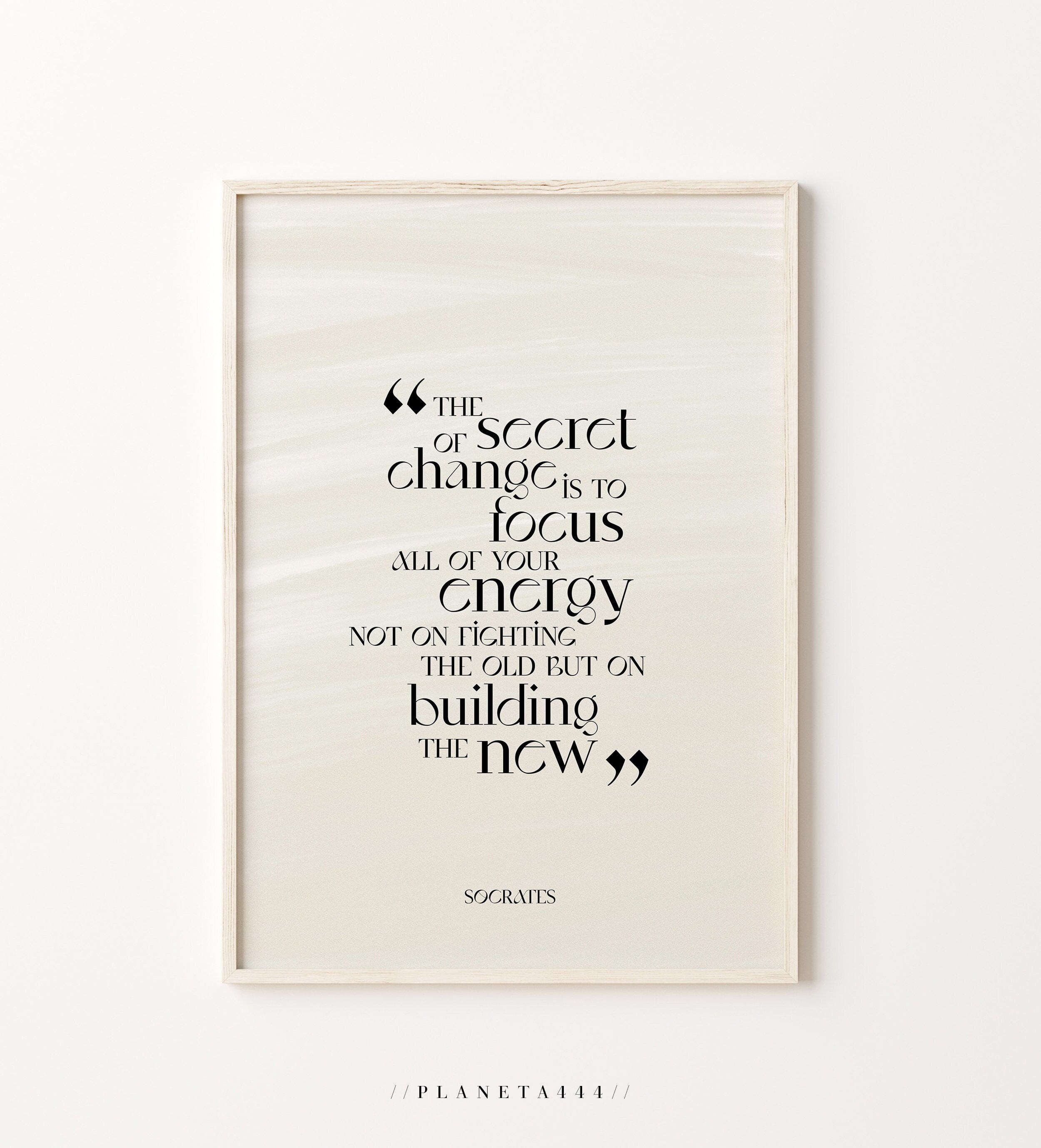 POSTER Socrates Quote Wall Art Neutral Beige Art Print Secret Change ...