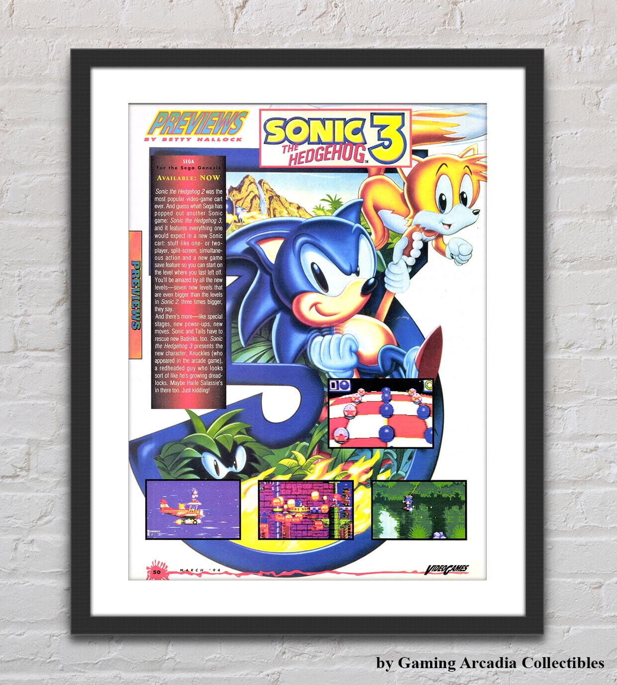 POSTER Sonic The Hedgehog 3 Sega Genesis Poster-16x24-UNFRAMED ...