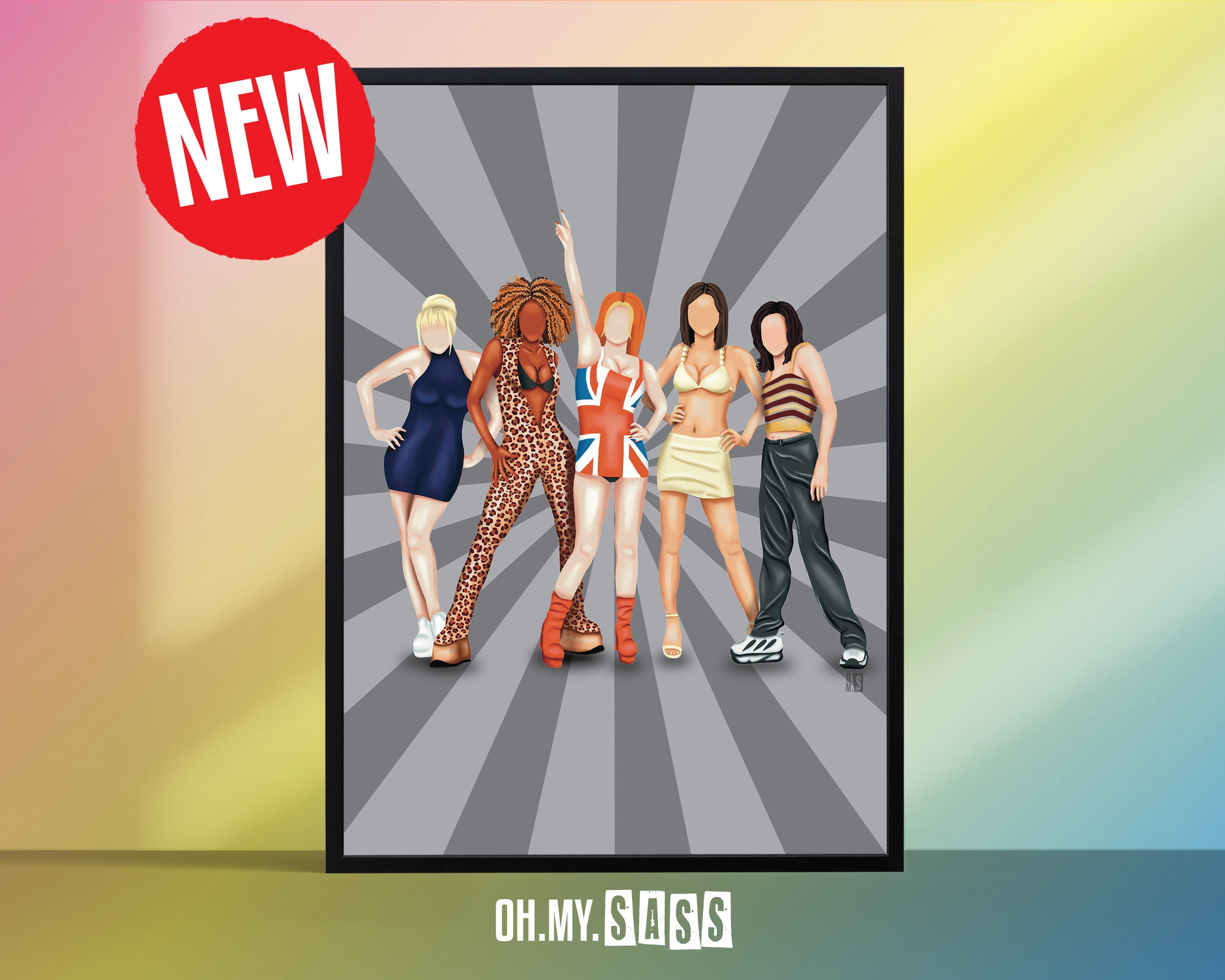 POSTER Spice Girls Black Print | Quirky Colourful Fun Art l 90s ...