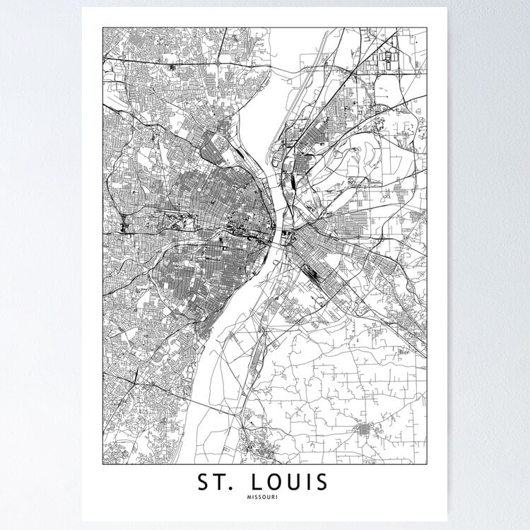 POSTER St. Louis White Map Poster UNFRAMED, 12x18 - Walmart.com