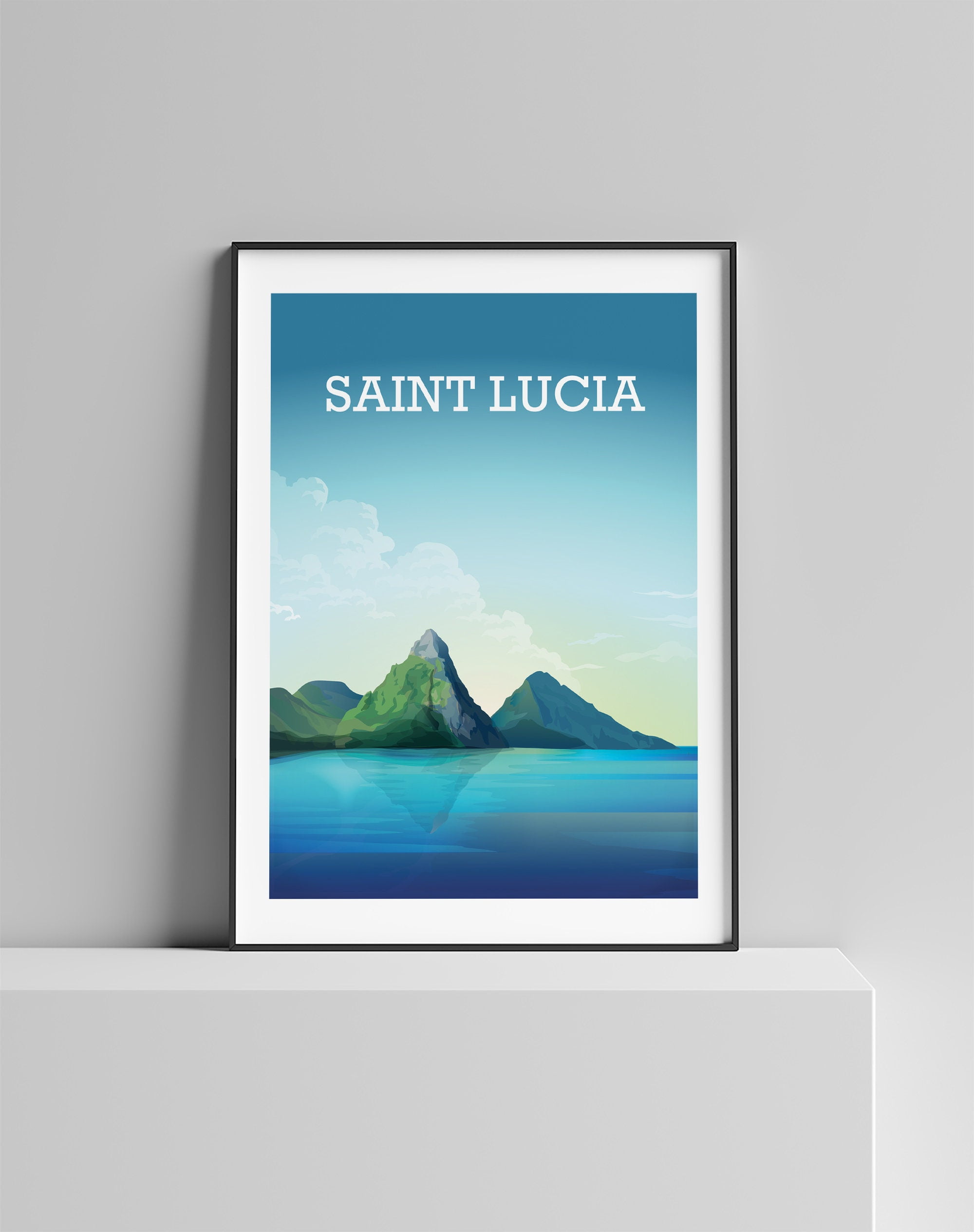 POSTER St Lucia Print, Sugar Beach Poster, Caribbean Art-UNFRAMED ...
