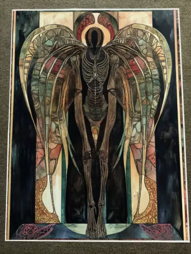 POSTER Stained Glass Angelic Skeleton Artwork Poster UNFRAMED, 12x18 ...