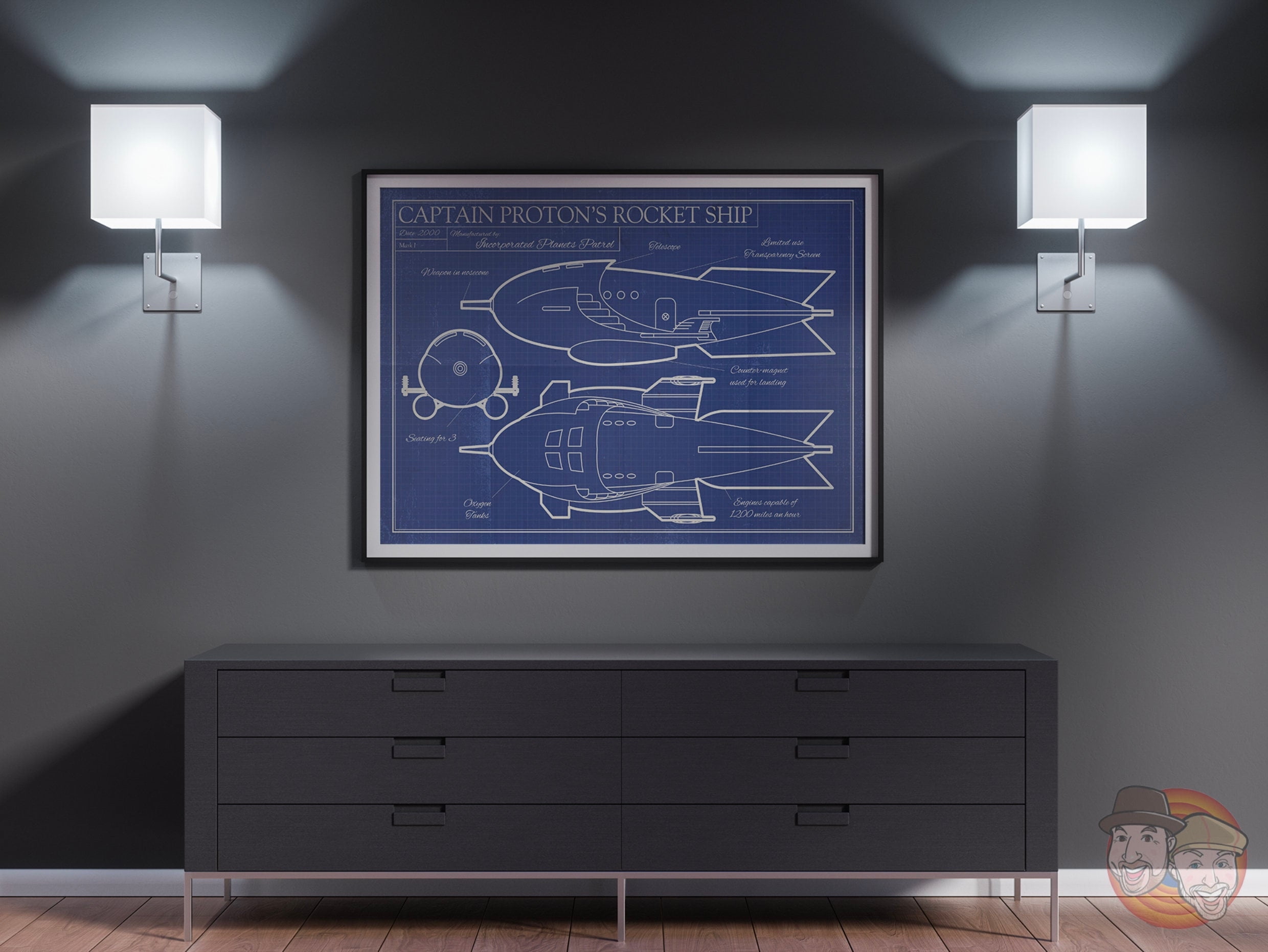 POSTER Star Trek Voyager Inspired Captain Proton's Rocket Ship Blue ...