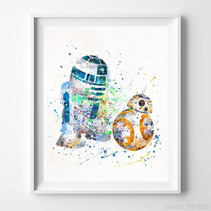 POSTER Star Wars Print, BB8 Art, R2D2 Poster, Star Wars Poster, BB8 ...