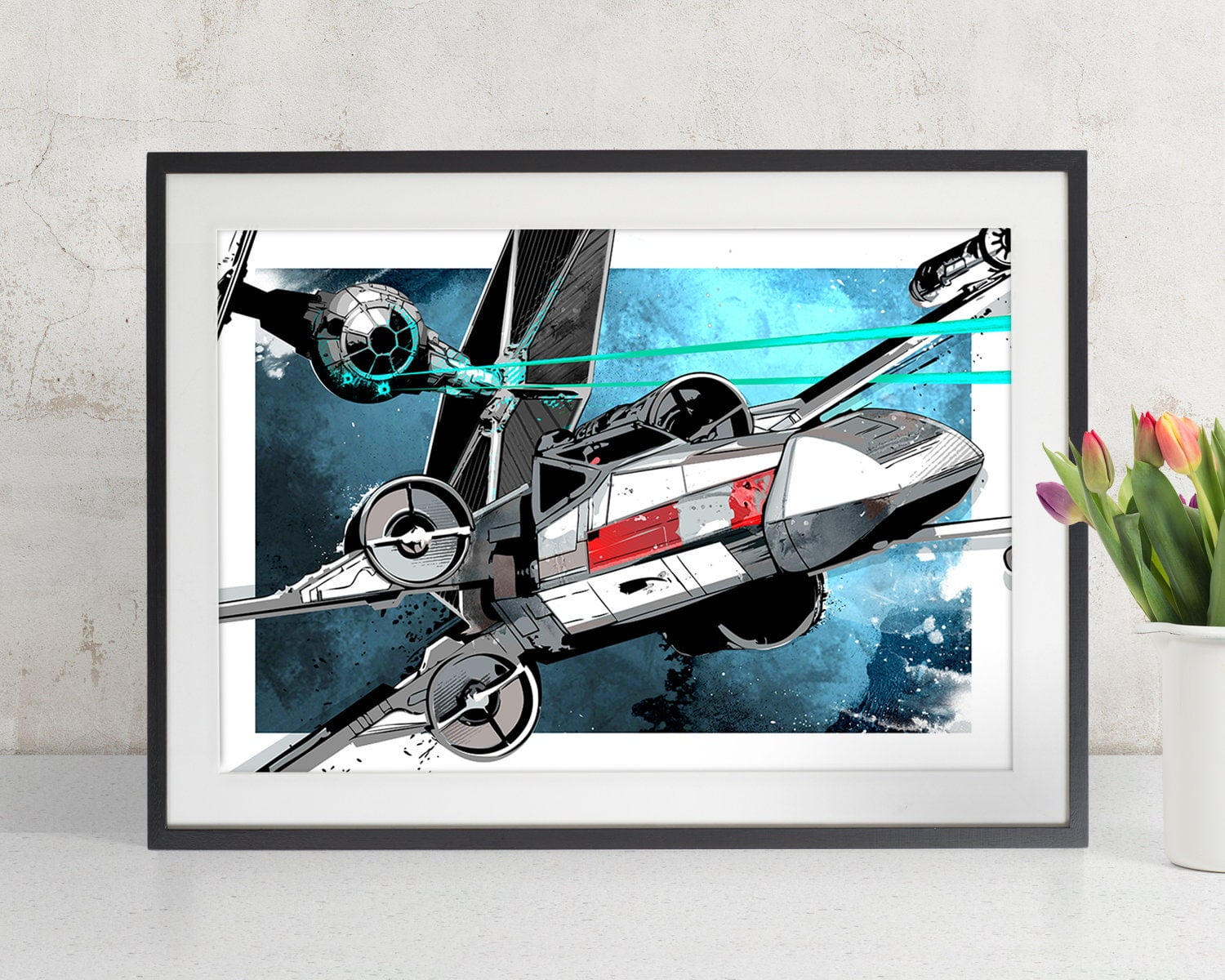 POSTER Star Wars Tie Fighter X-Wing battle - Star Wars Art, Star Wars ...