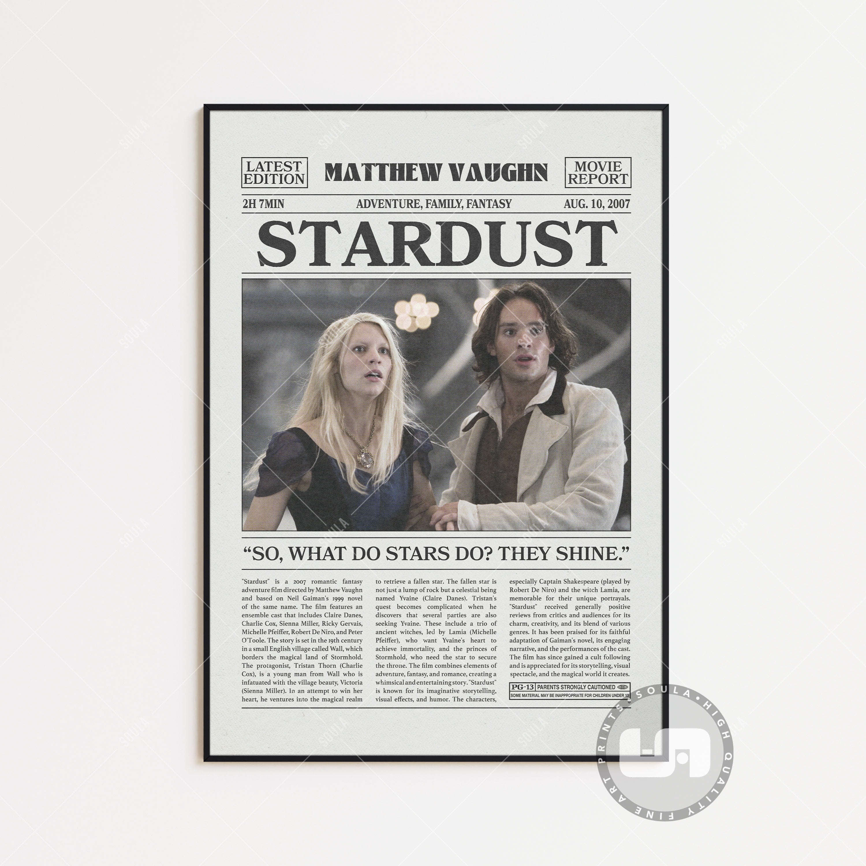 POSTER Stardust Poster, Matthew Vaughn, Movie Poster, Retro Newspaper ...