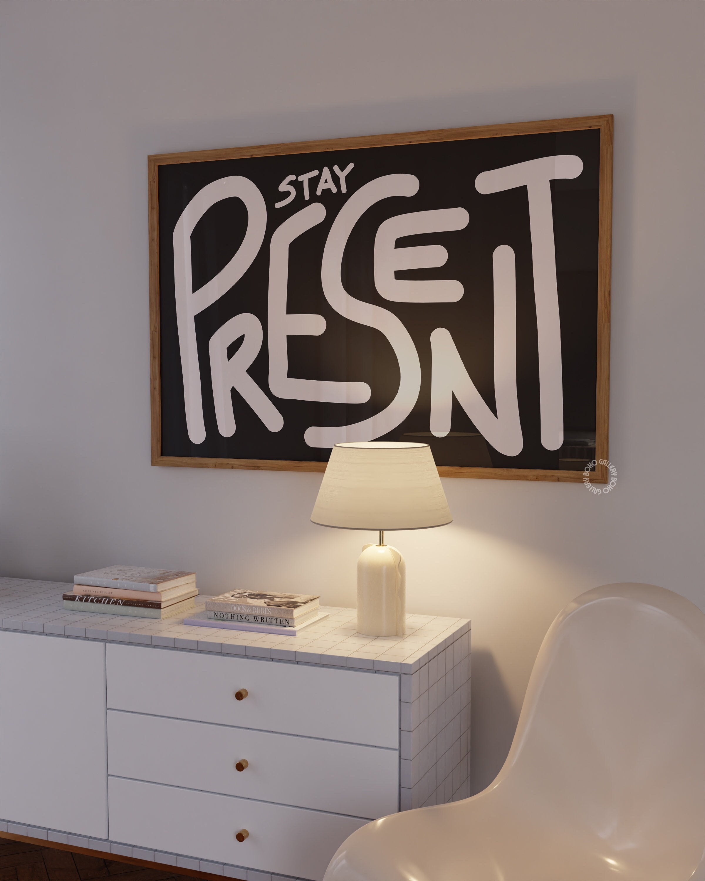 POSTER Stay Present Handdrawn Typography Poster, Inspirational ...