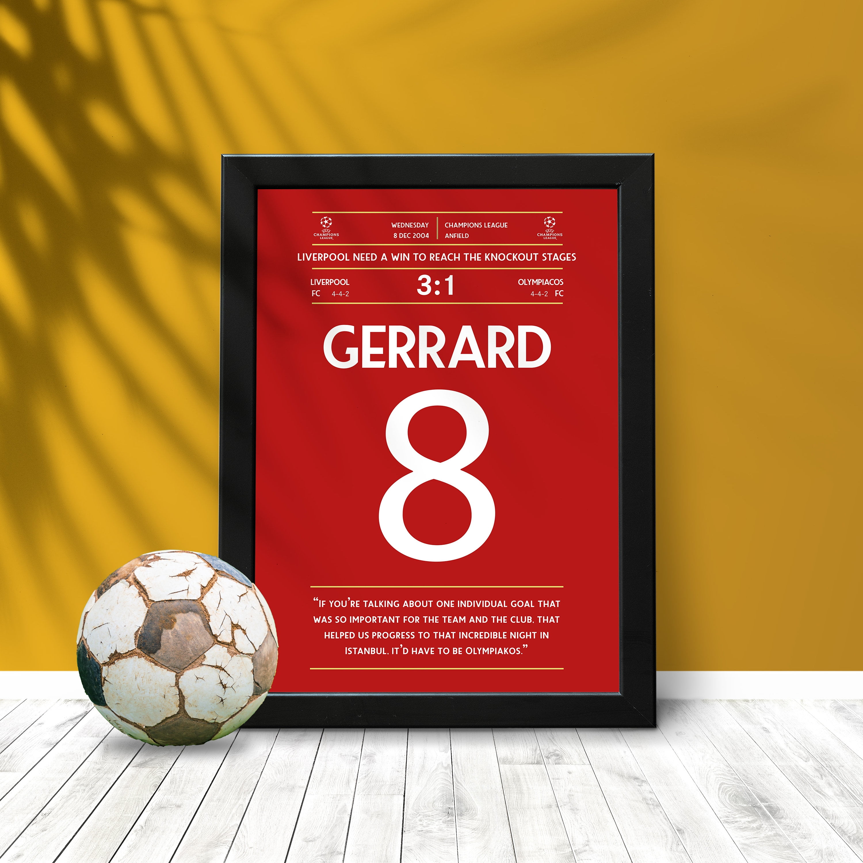 POSTER Steven Gerrard Champions League Goal, Football Moments ...