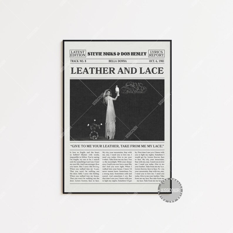 POSTER Stevie Nicks & Don Henley Retro Newspaper Print, Leather and ...