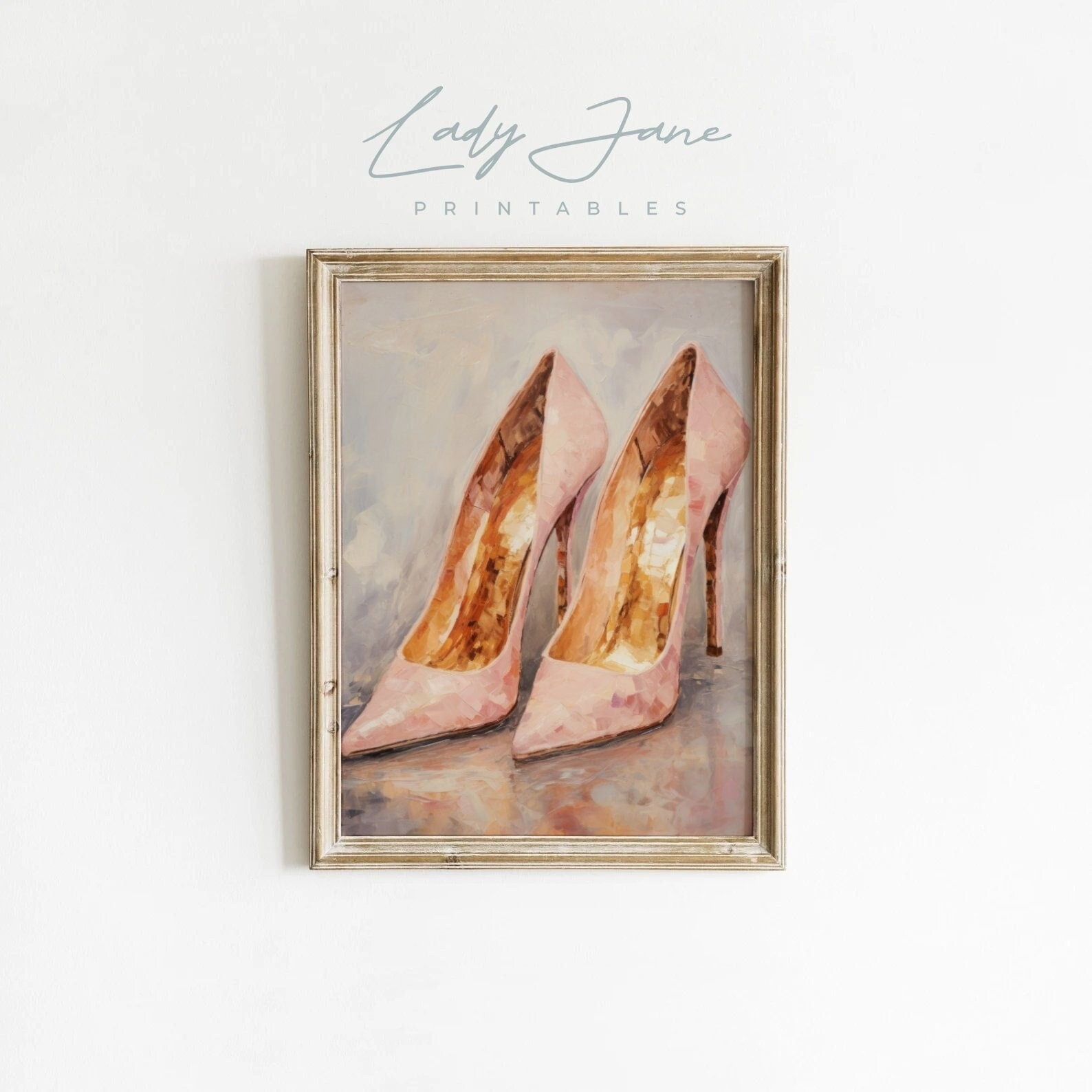 POSTER Stiletto Art Print, Pink and Gold Fine Art , -UNFRAMED - Walmart.com