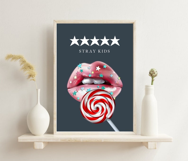 POSTER Stray Kids 5-STAR Art, SKZ Felix Lips Lollipop Poster, SKZ ...