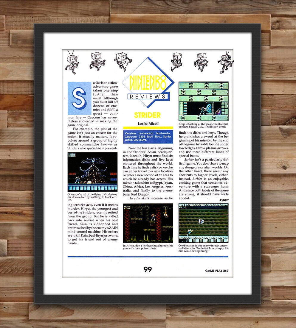 POSTER Strider Nintendo NES Glossy Review Poster Unframed-12x18 ...
