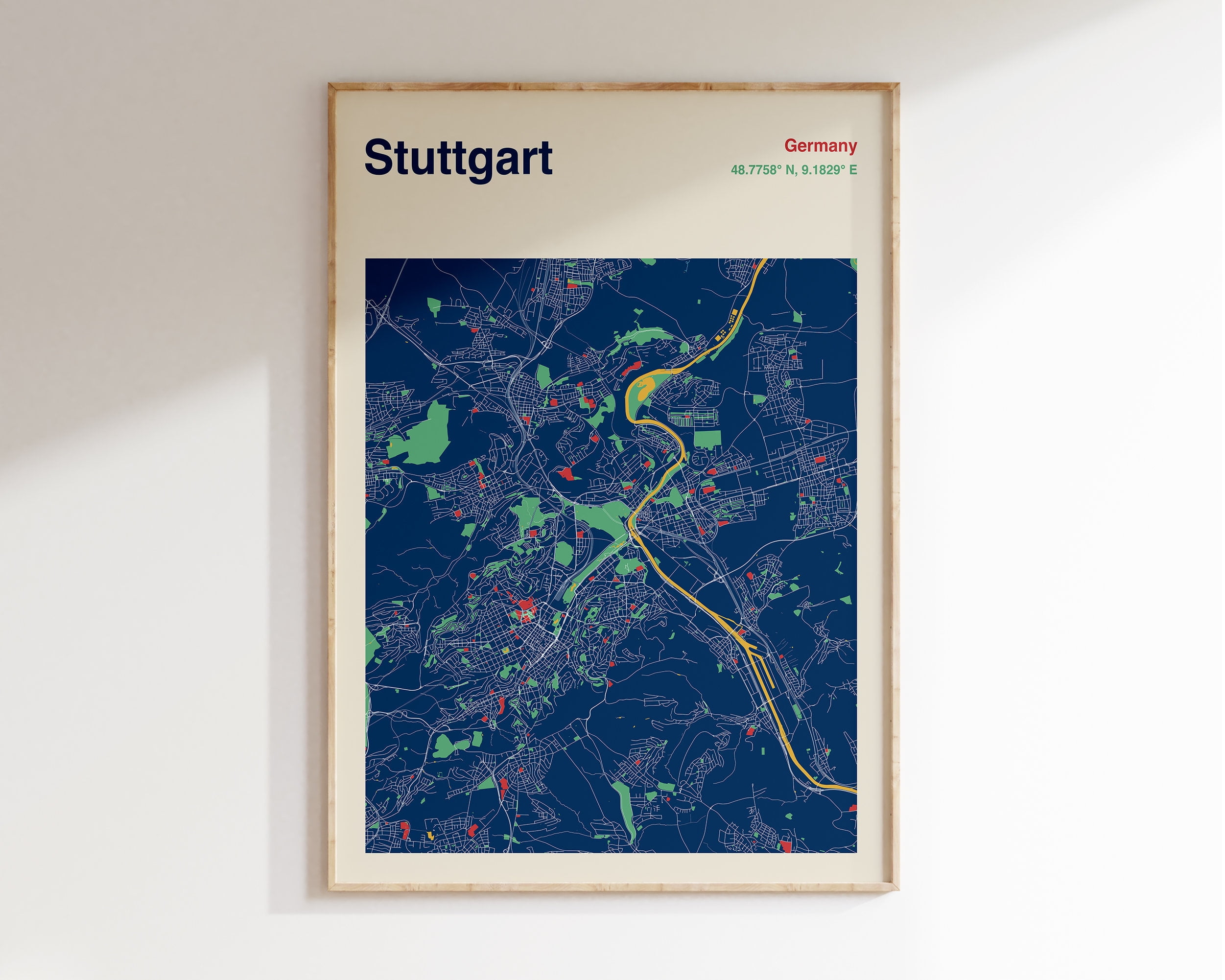 POSTER Stuttgart Map Print, Stuttgart Map Poster, Colour Stuttgart Map ...