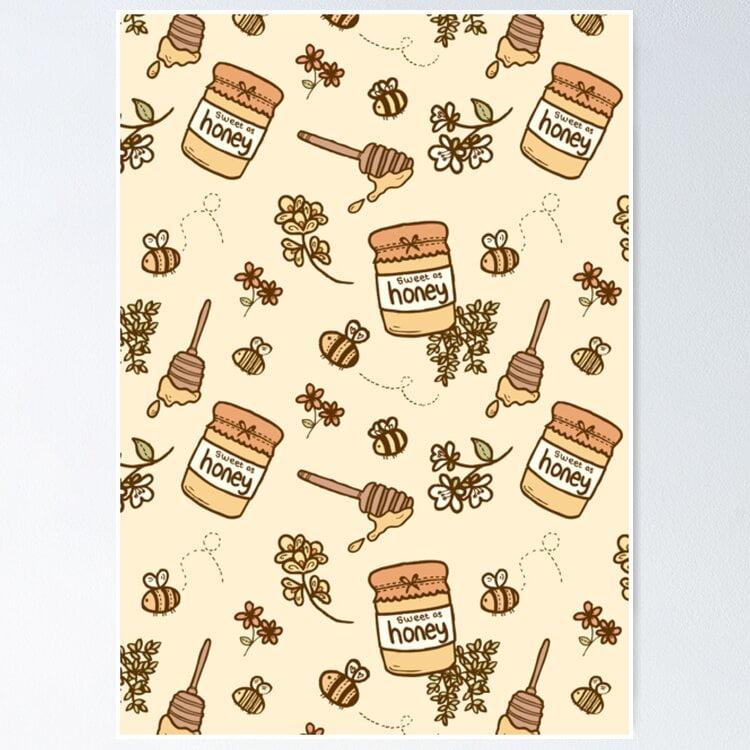 POSTER Sugar Honey Cute Kitchen Print, Minimalist Wall Art, Digital ...
