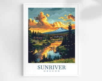 POSTER Sunriver Travel Print Oregon Wall Art Sunriver Poster Sunriver ...