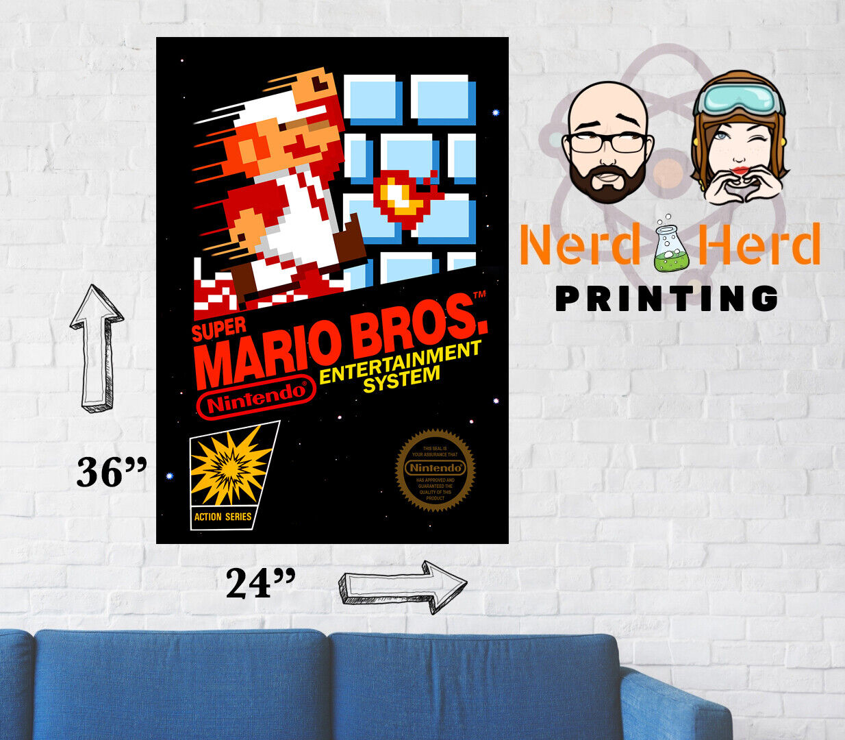 POSTER Super Mario Bros. NES Box Art Poster Multiple Sizes 11x17-24x36 ...