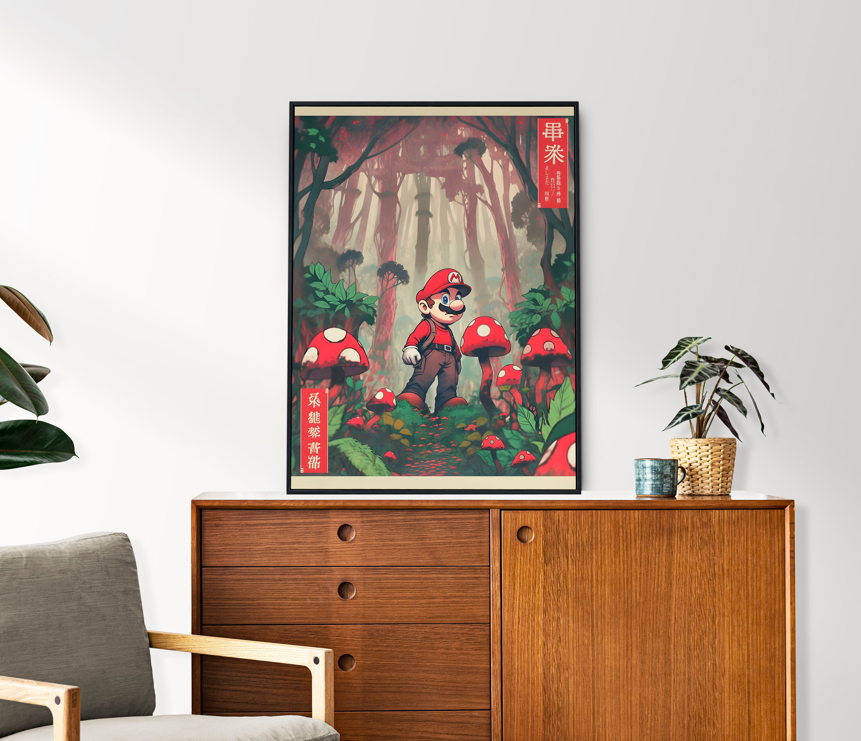 POSTER Super Mario, Japanese Tapestry Style, Anime Poster, Wall Art ...