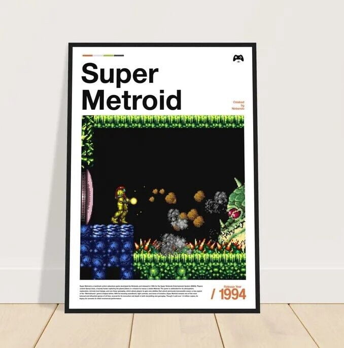 POSTER Super Metroid Gaming Poster, Super Metroid Art-12x18-UNFRAMED ...
