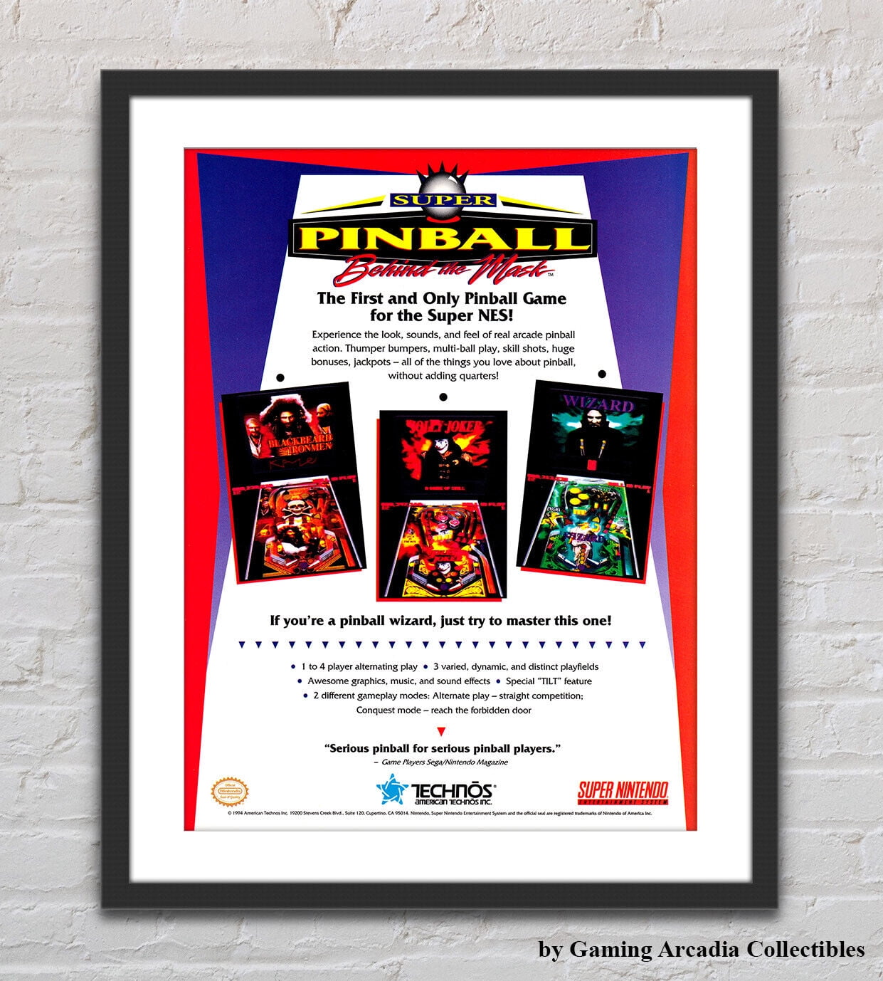 POSTER Super Pinball Behind the Mask SNES Poster-8x12-UNFRAMED ...